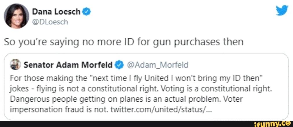 Dana Loesch @ @DLoesch So you're saying no more ID for gun purchases ...