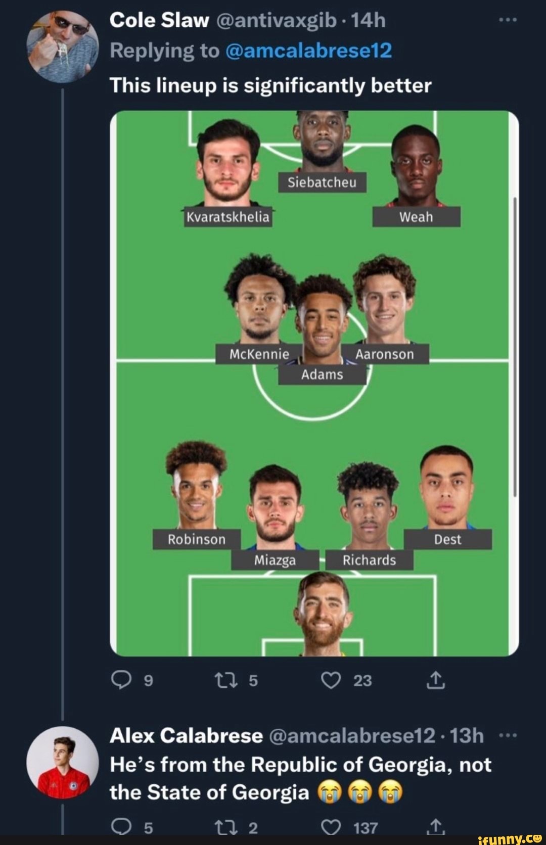Cole Slaw @antivaxgib Replying to @amcalabrese12 This lineup is ...