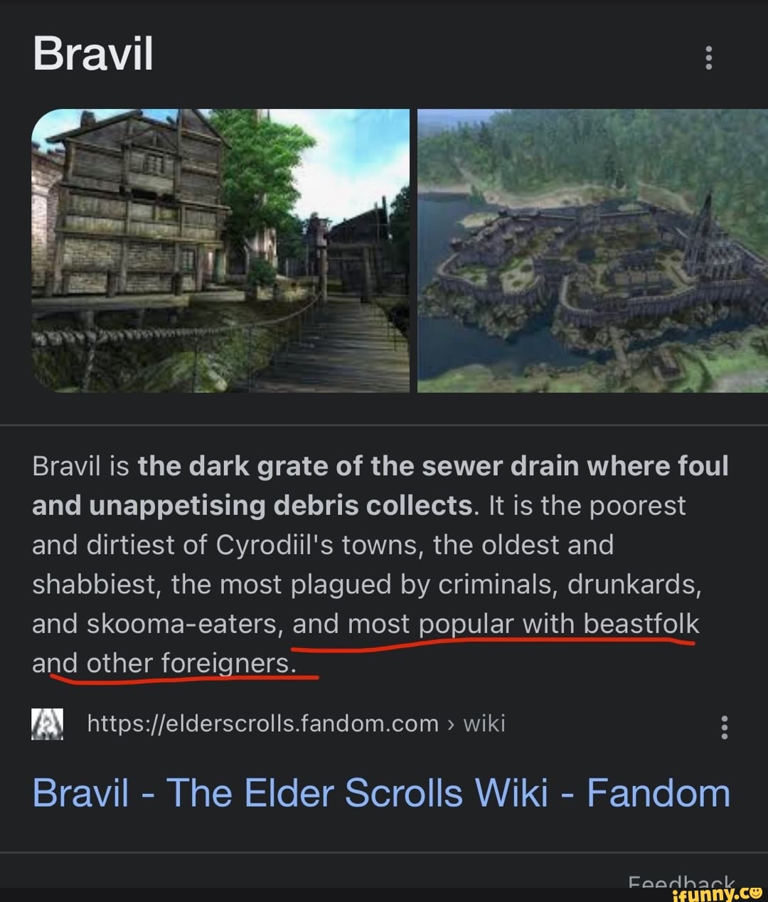 Bravil Bravil is the dark grate of the sewer drain where foul and ...