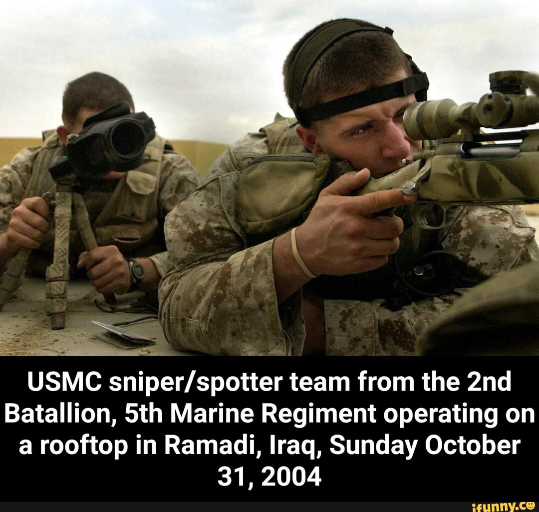 USMC team from the Batallion, Marine Regiment operating on a rooftop in ...