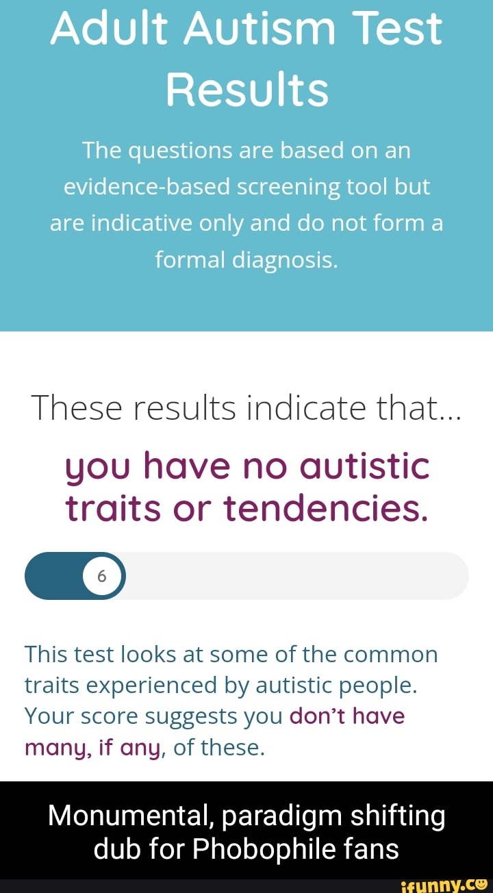 Adult Autism Test Results The questions are based on an evidence hased ...
