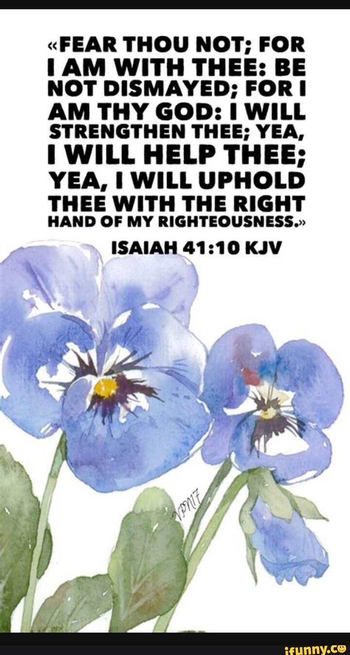 "FEAR THOU NOT; FOR AM WITH THEE: BE NOT DISMAYED; FOR I AM THY GOD: I ...