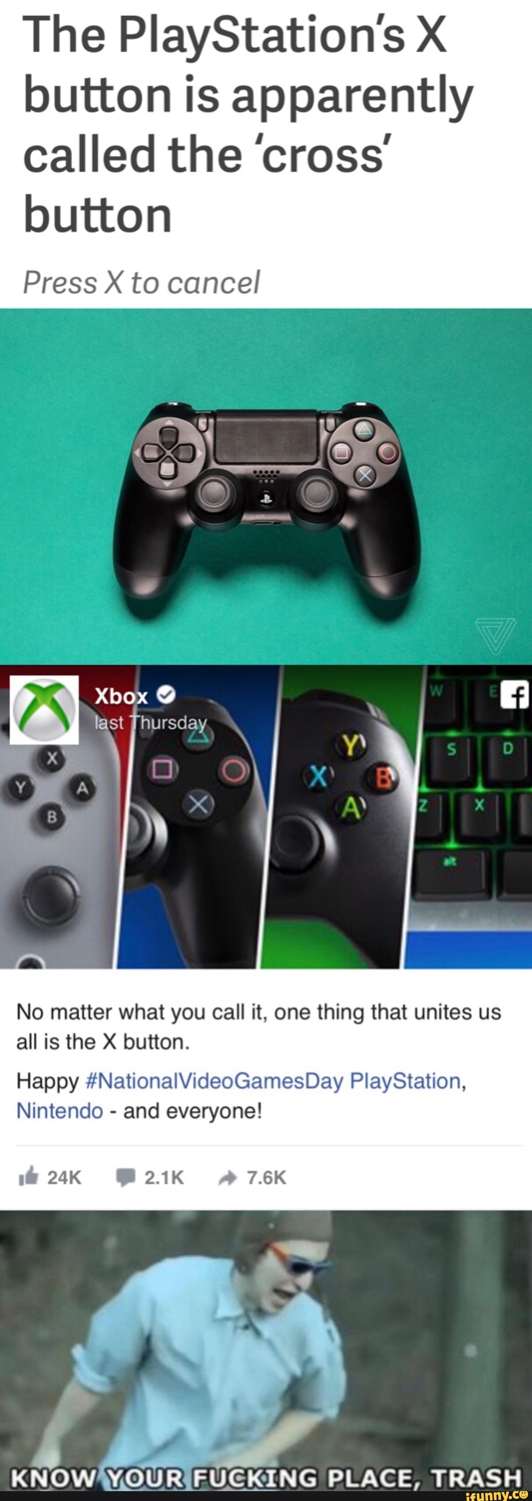 The PlayStation's X button is apparently called the ’cross’ button ...
