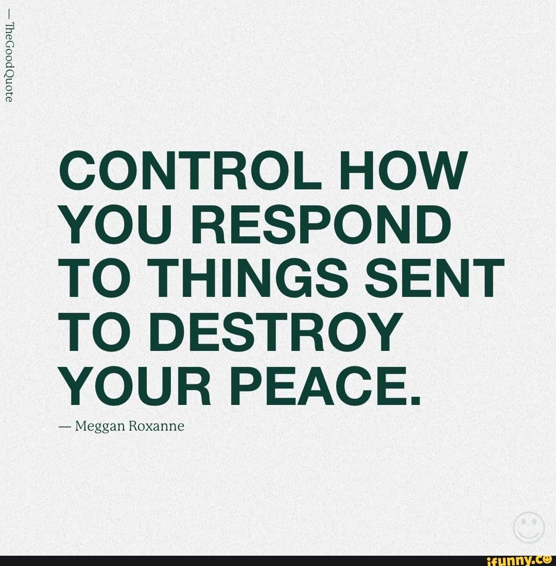 CONTROL HOW YOU RESPOND TO THINGS SENT TO DESTROY YOUR PEACE. - iFunny