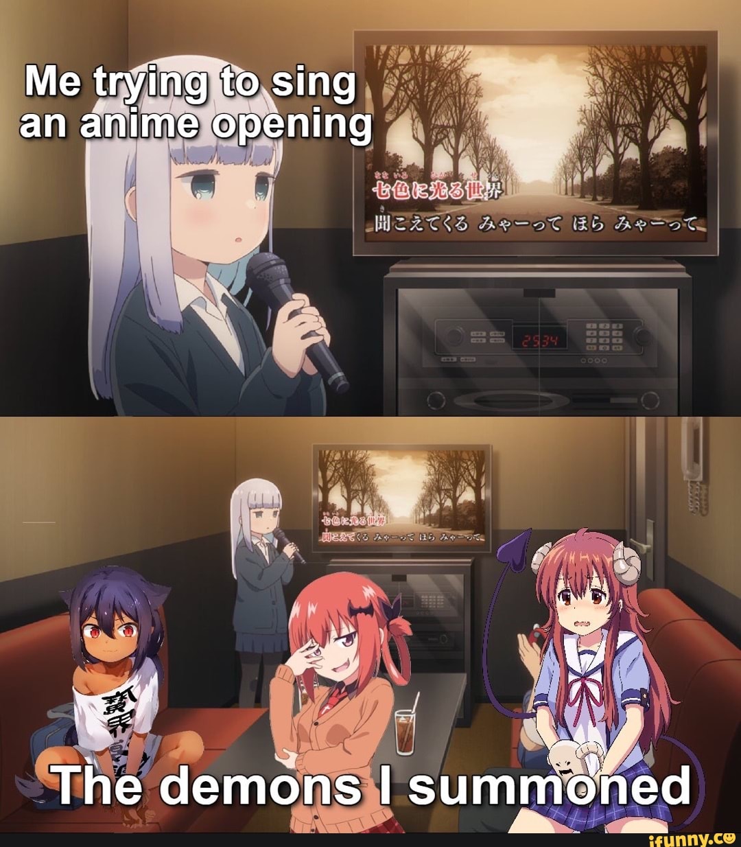 Me trying to sing an anime opening The demons I summoned - iFunny