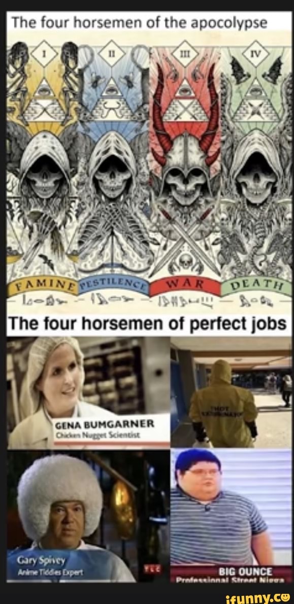 The four horsemen of the apocolypse The four hor: GENA BUMGARNER OUNGE ...