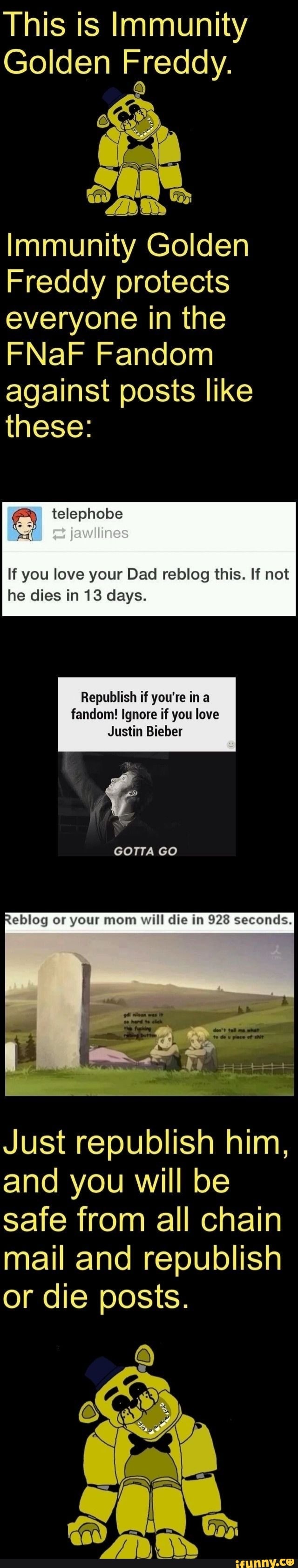 This is Immunity fo [=19) Immunity Golden Freddy protects everyone in ...