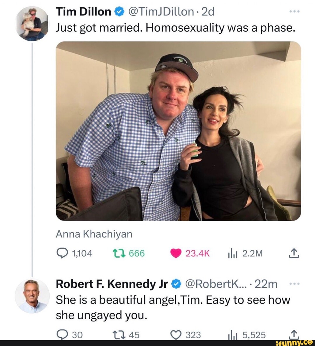 Tim Dillon @ @TimJDillon- Just got married. Homosexuality was a phase ...