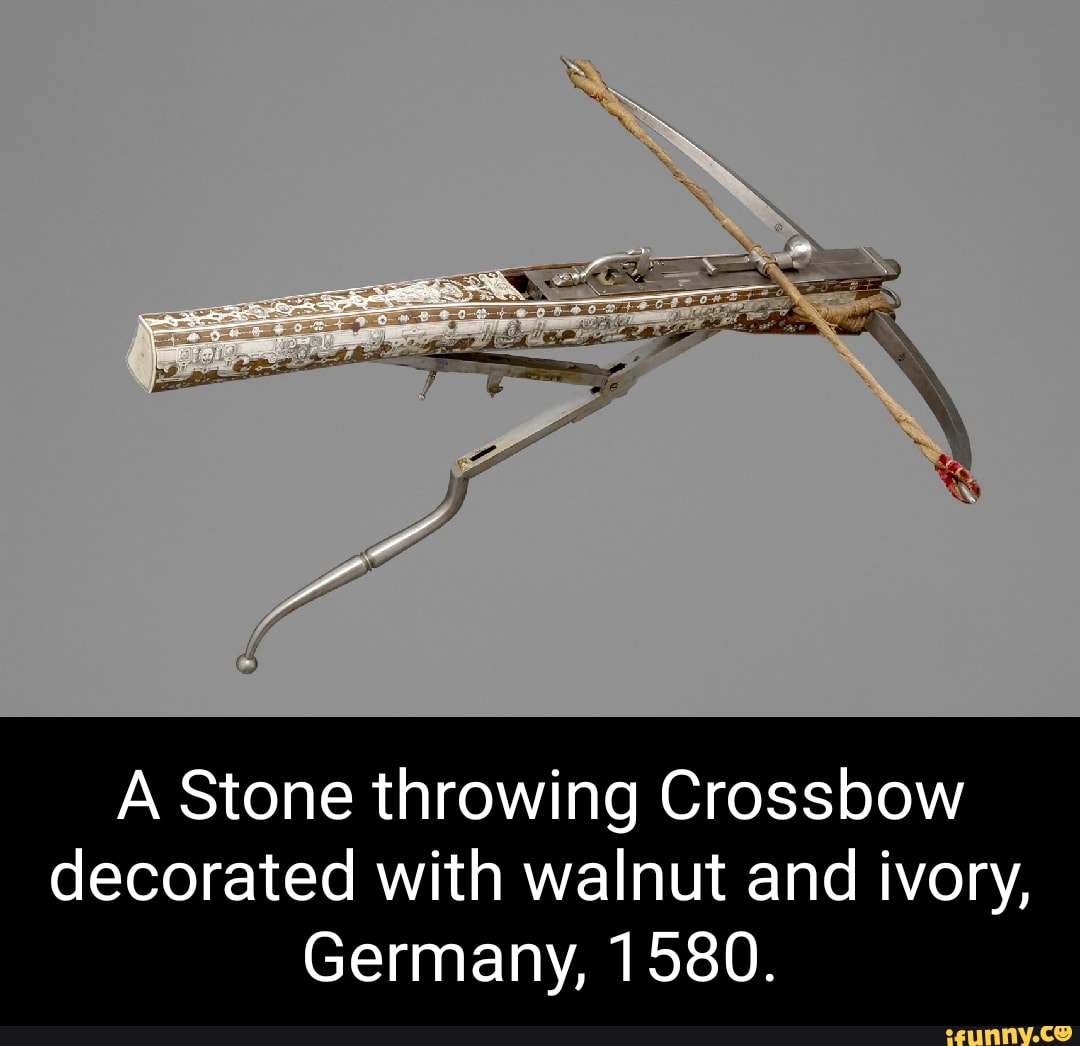 A Stone throwing Crossbow decorated with walnut and ivory, Germany ...