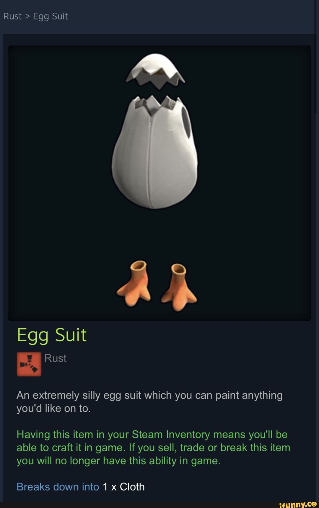 Rust Egg Suit Ex Egg Suit Rust An Extremely Silly Egg Suit Which You
