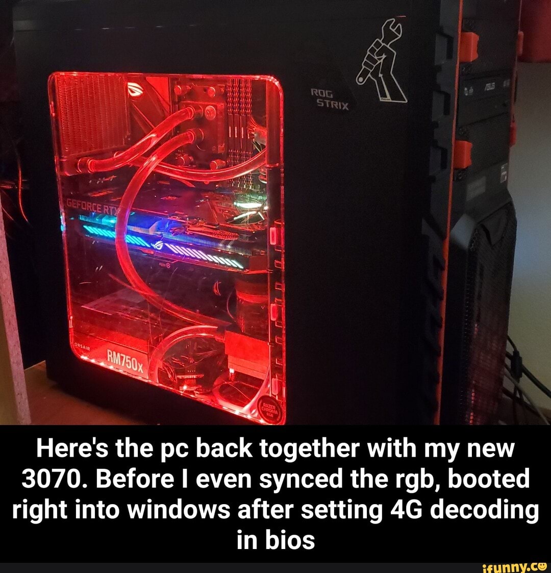 Here's the pc back together with my new 3070. Before I even synced the ...