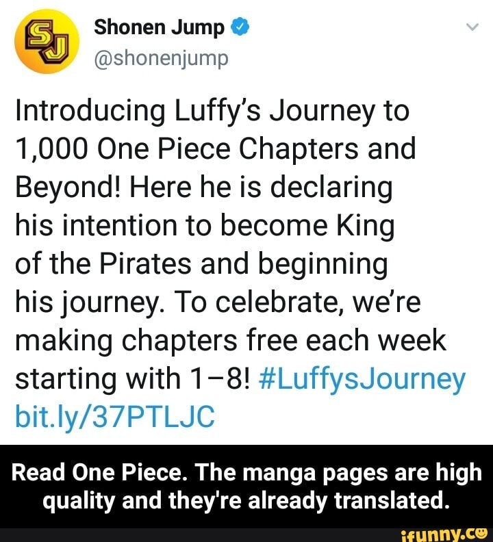 Shonen Jump @shonenjump Introducing Luffy's Journey to 1,000 One Piece ...
