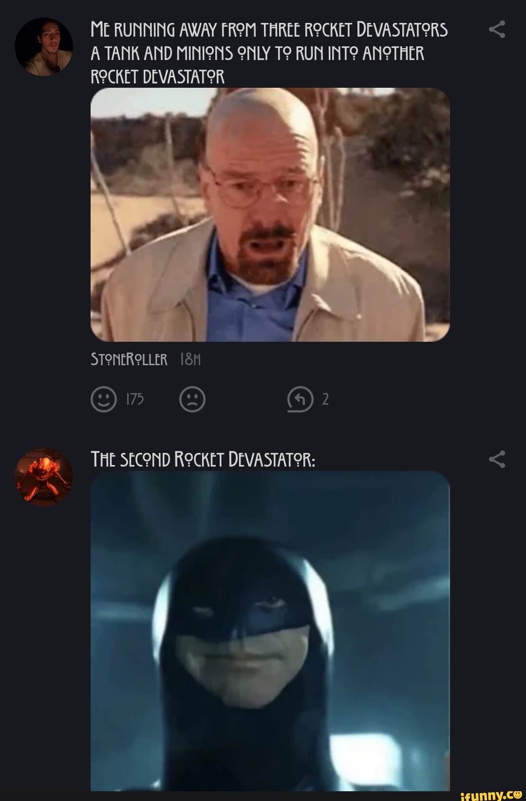 ME RUNNING AWAY FROM THREE ROCKET DEVASTATORS