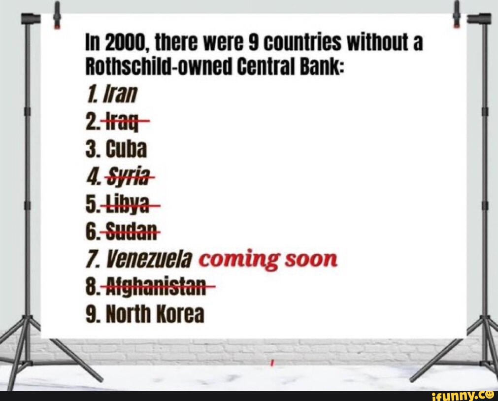 In 2000, there were 9 countries without a Rothschild-owned Central Bank ...