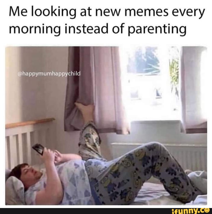 Me looking at new memes every morning instead of parenting ...