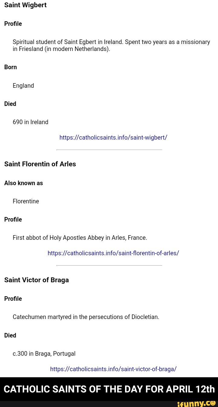 Saint Wigbert Profile Spiritual student of Saint Egbert in Ireland ...