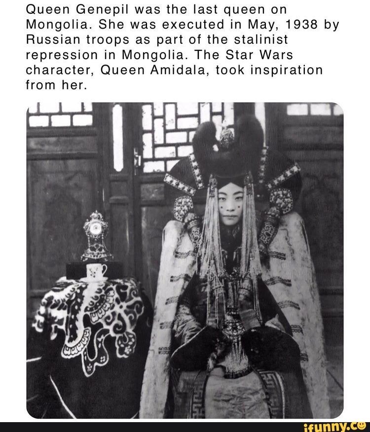 Queen Genepil was the last queen on Mongolia. She was executed in May ...