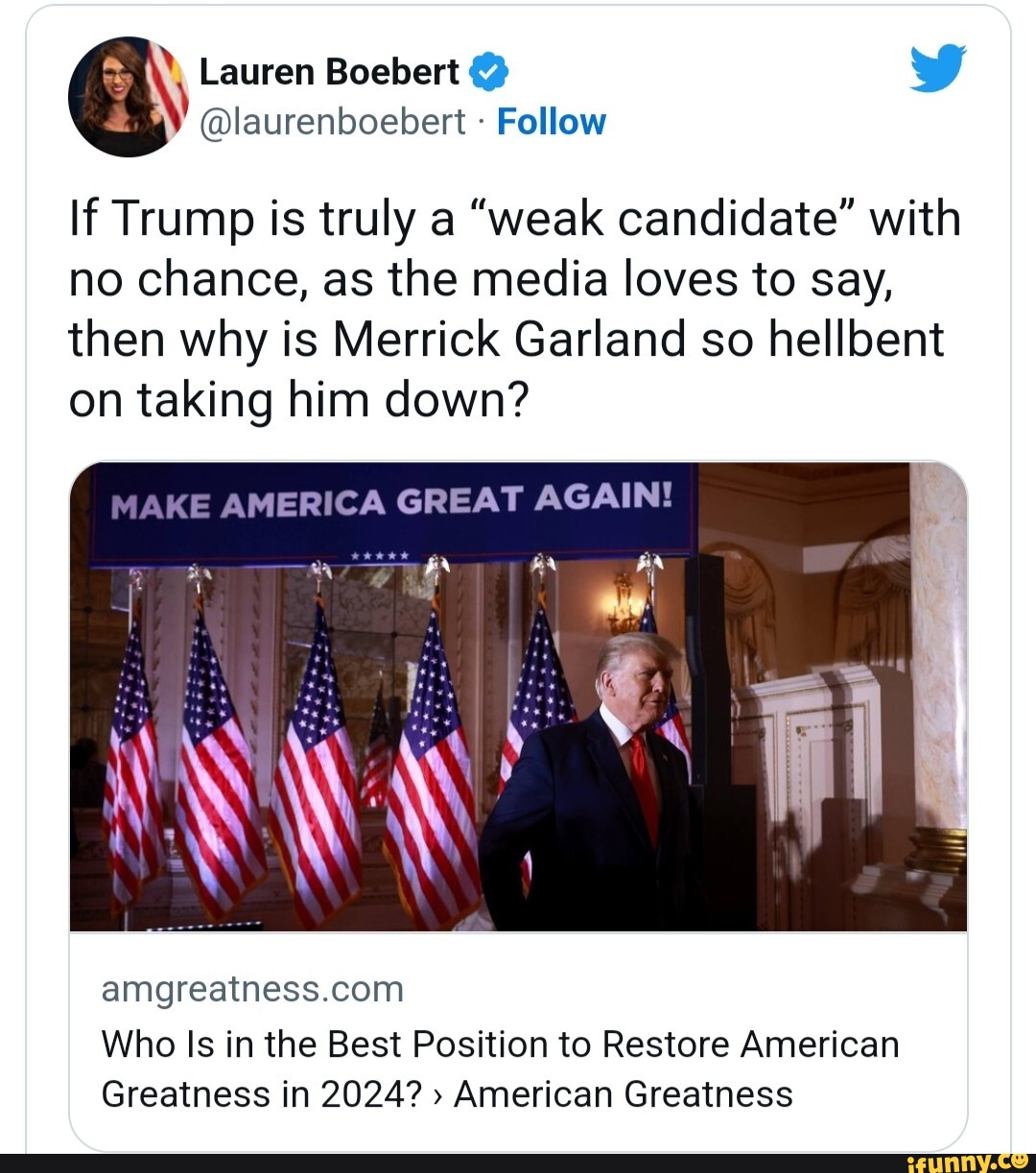 Lauren Boebert @ WW @laurenboebert - Follow If Trump is truly a "weak ...