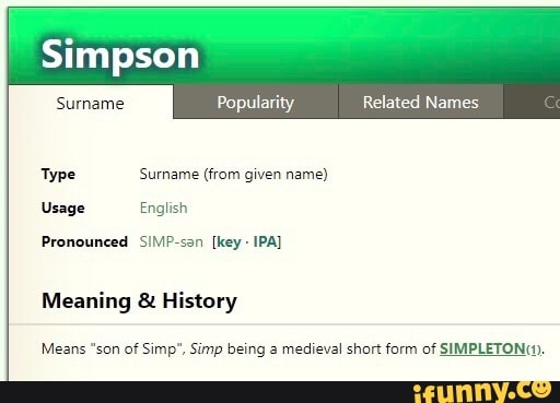 Simpson Surname Popularity Peres rues Type Surname (from given name ...