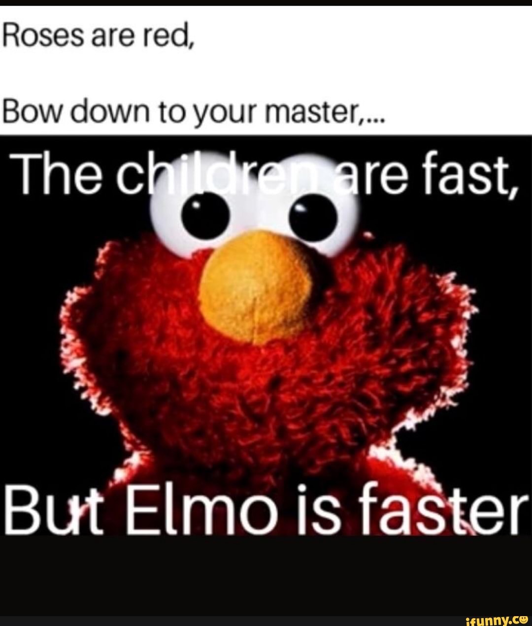 Roses are red, Bow down to your master... But Elmo E faster - iFunny