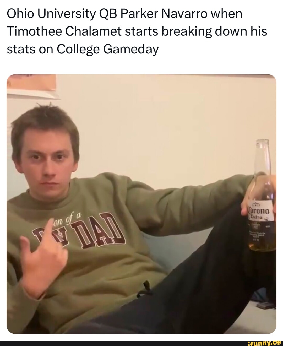 Ohio University QB Parker Navarro when Timothee Chalamet starts ...