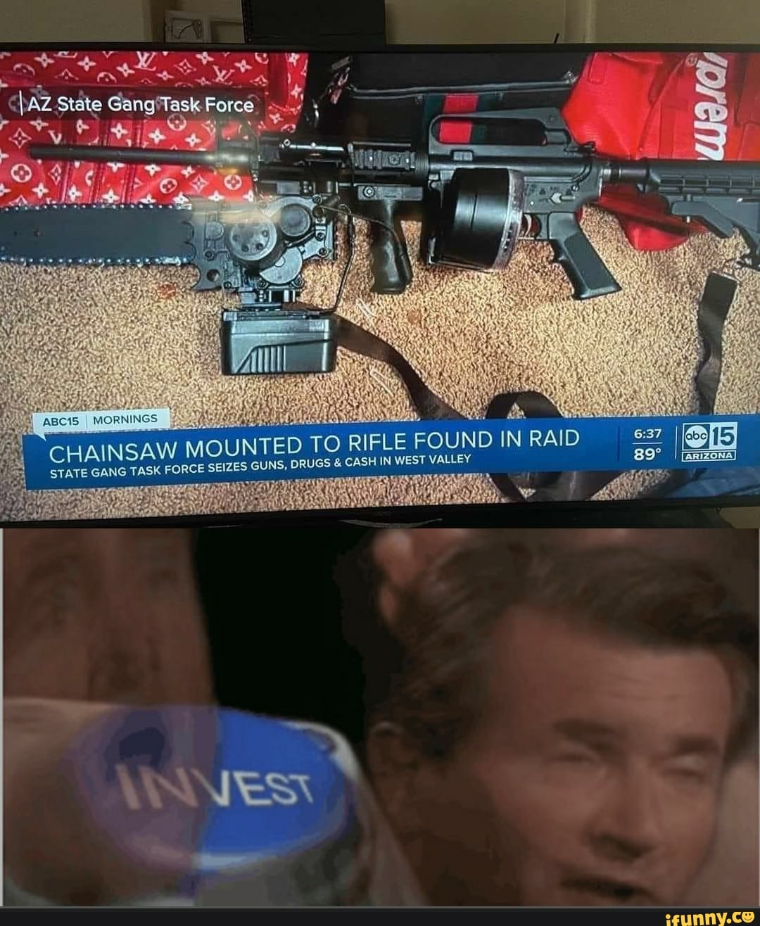 CHAINSAW MOUNTED TO RIFLE FOUND IN RAID I STATE GANG TASK FORCE SEIZES ...