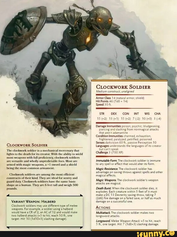 The clockwork for isa mechanical mercenary that Fights to the death for ...
