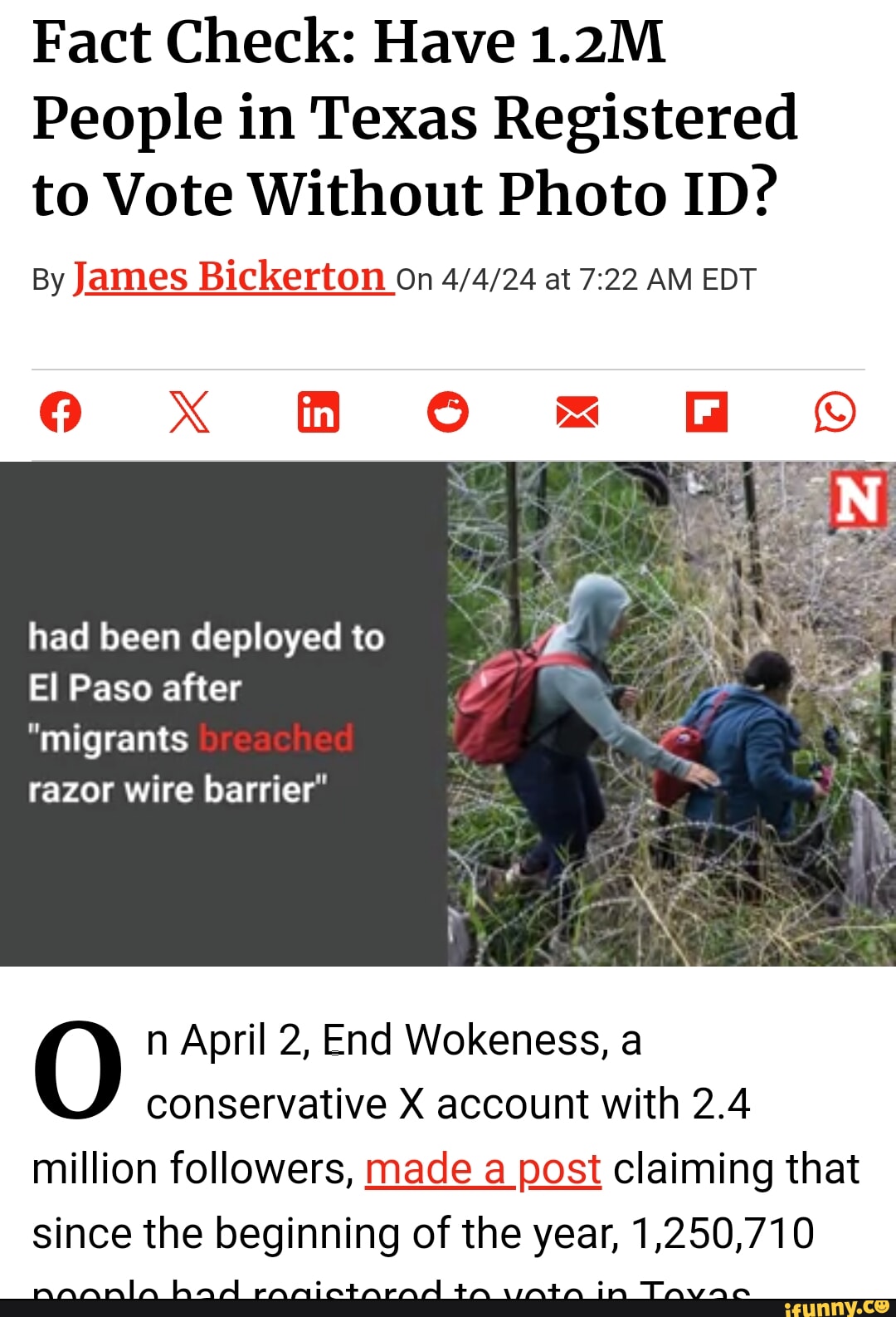 Fact Check: Have 1.2M People in Texas Registered to Vote Without Photo ID? By James Bickerton On ...