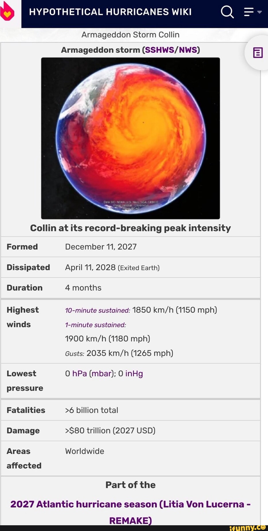 HYPOTHETICAL HURRICANES WIKI Q Armageddon Storm Collin Armageddon storm ...