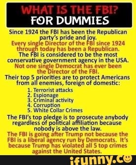 WHAT IS THE FBI? FOR DUMMIES Since 1924 the FBI has been the Republican ...