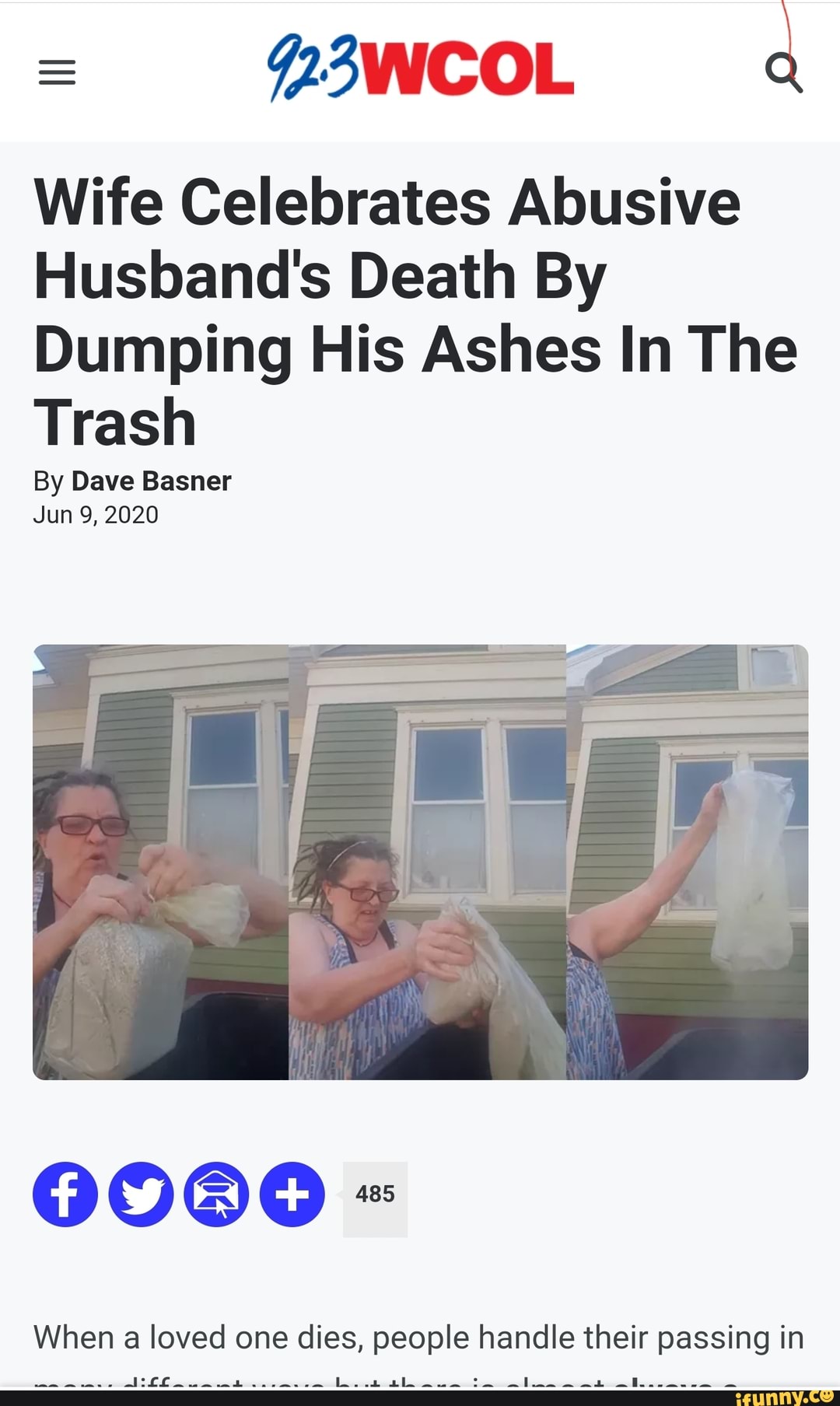 = a Wife Celebrates Abusive Husband's Death By Dumping His Ashes In The ...