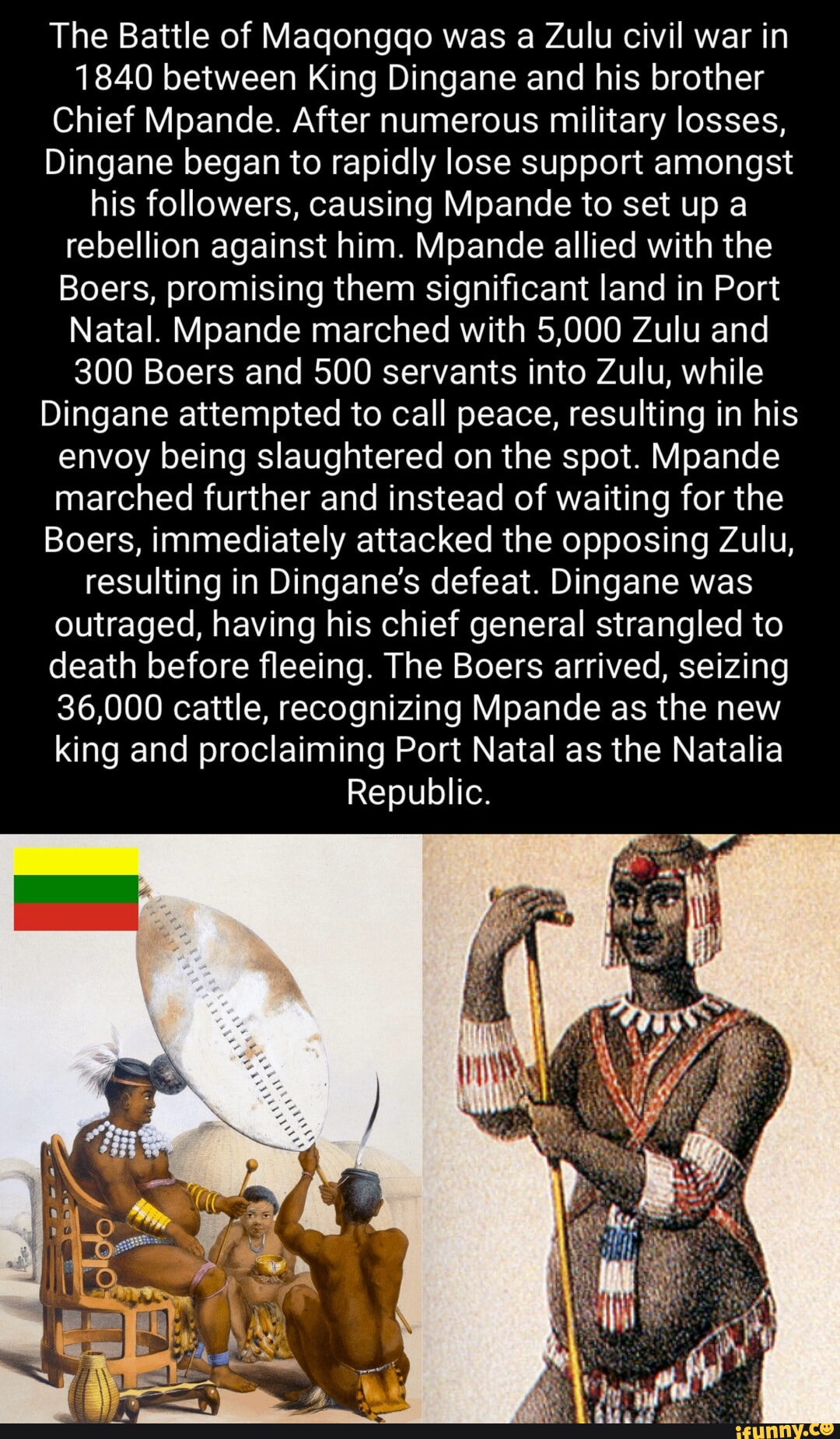 The Battle of Maqonggo was a Zulu civil war in 1840 between King ...