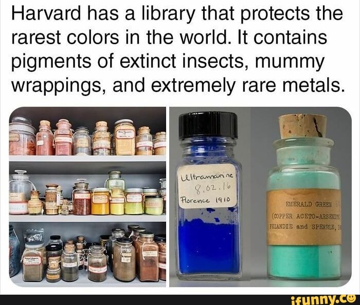 Harvard has a library that protects the rarest colors in the world. It ...