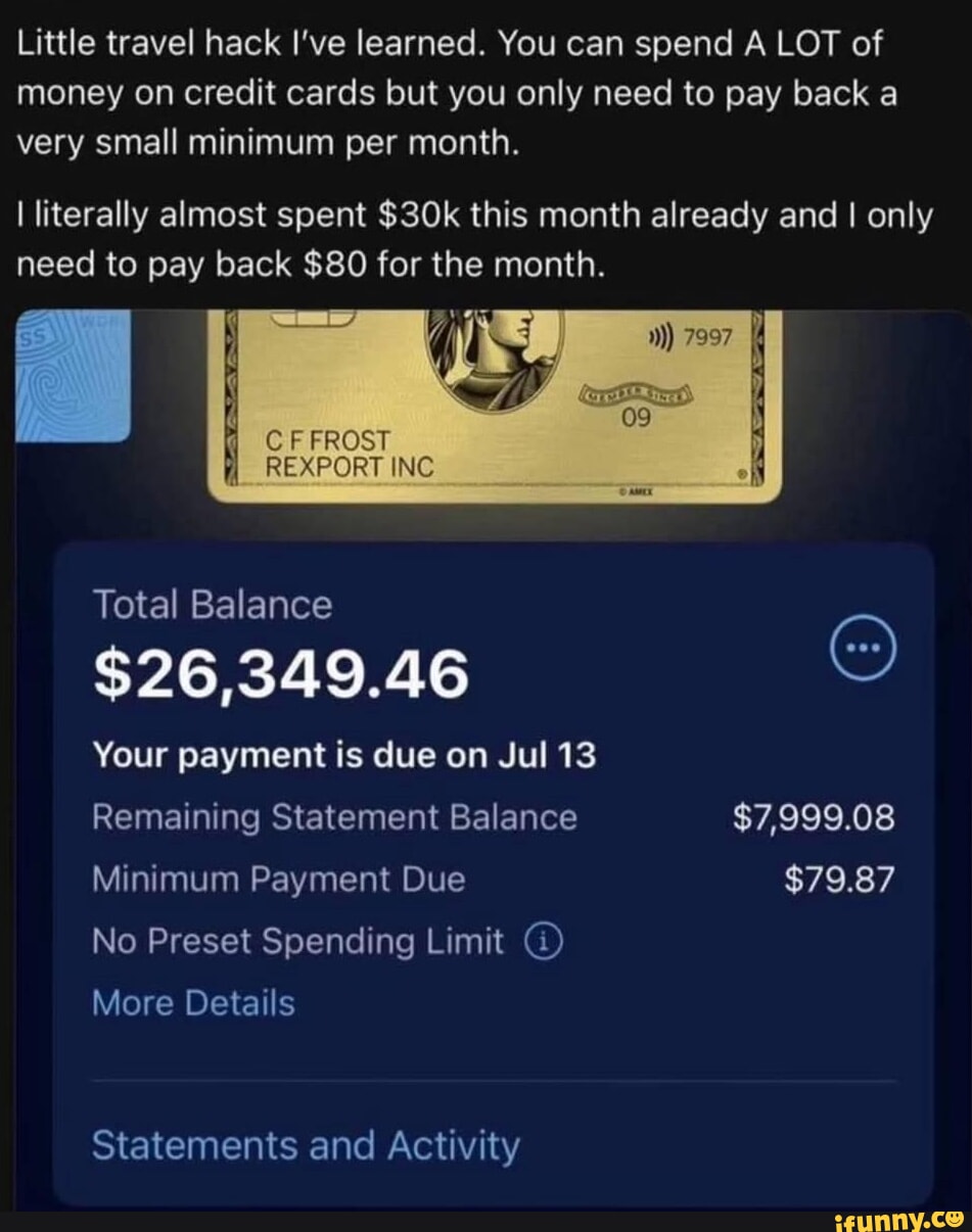 Little travel hack I've learned. You can spend A LOT of money on credit ...