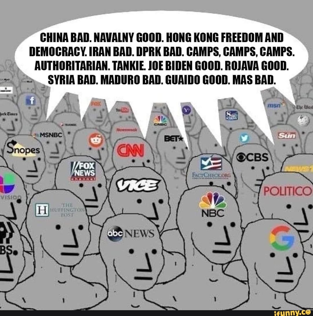 CHINA BAD. NAVALNY GOOD. HONG KONG FREEDOM AND DEMOCRACY. IRAN BAD ...