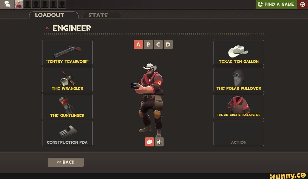 FIND A GAME LOADOUT STATS " ENGINEER "SENTRY TEAMWORK" THE WRANGLER THE ...