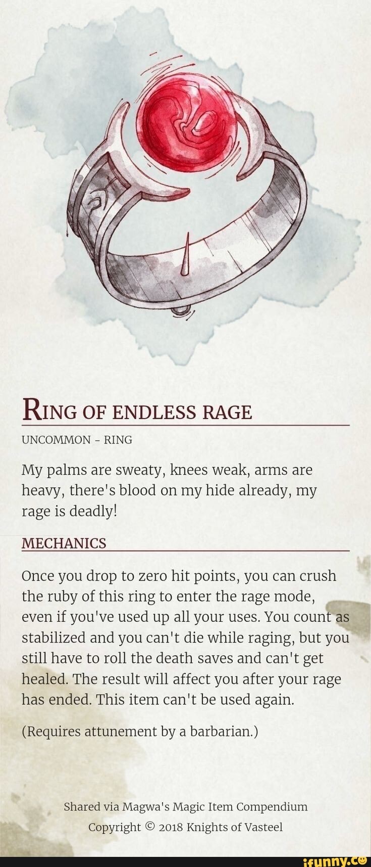RING OF ENDLESS RAGE UNCOMMON - RING My palms are sweaty, knees weak ...