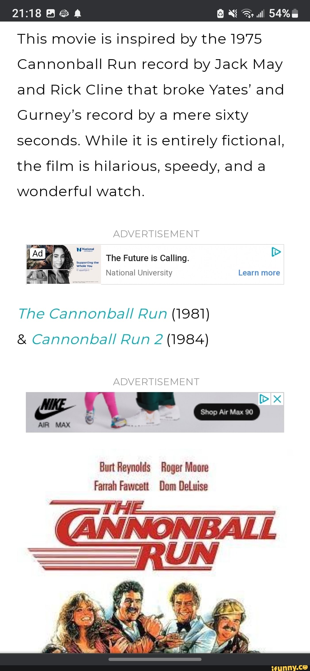 This movie is inspired by the 1975 Cannonball Run record by Jack May ...