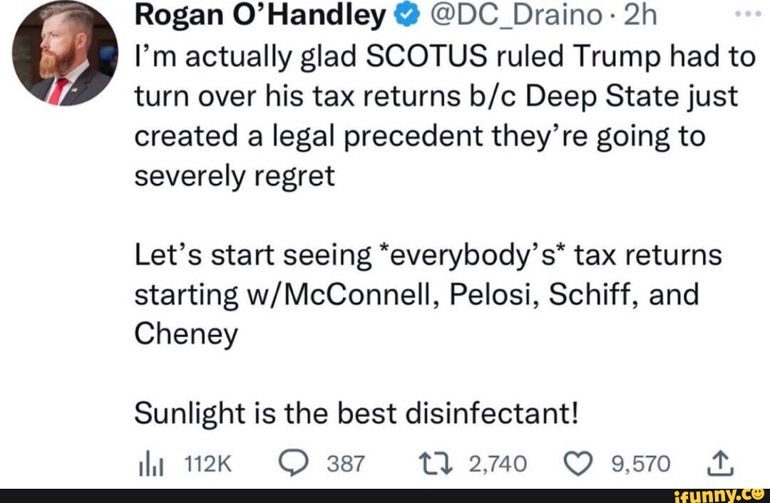Rogan O'Handley @ @DC_Draino- I Pm actually glad SCOTUS ruled Trump had ...