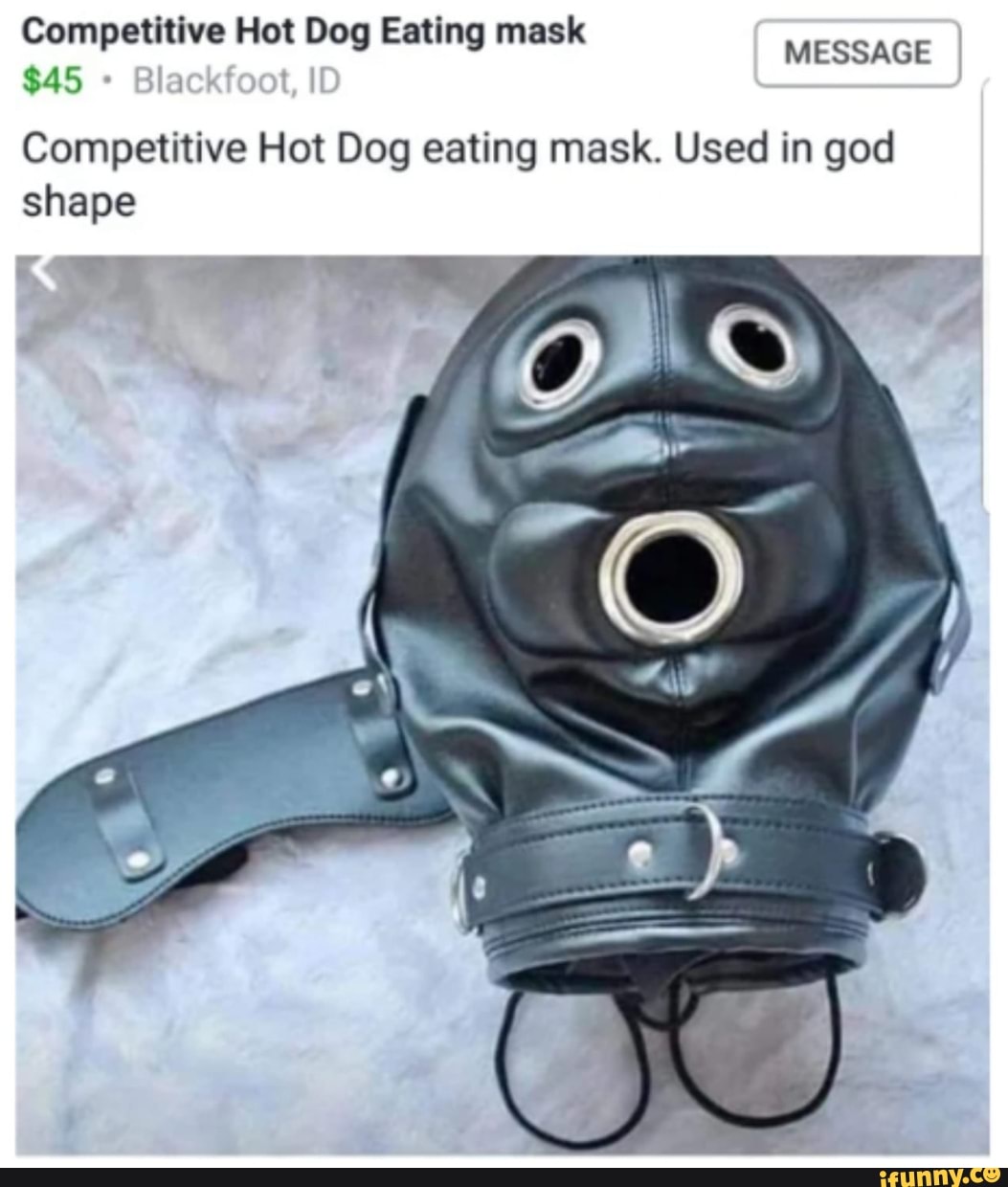 Competitive Hot Dog Eating mask MESSAGE $45 Competitive Hot Dog eating ...