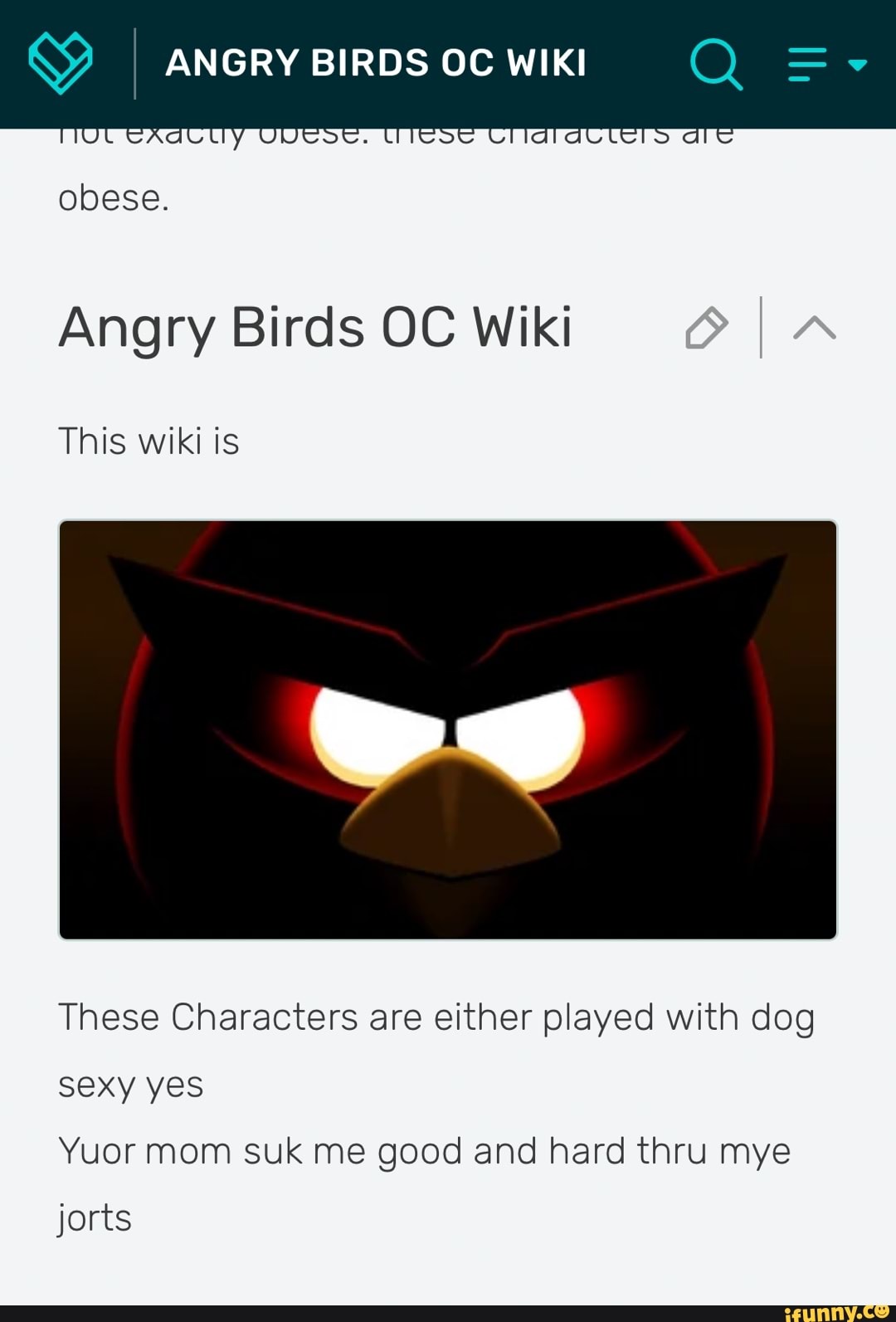 ANGRY BIRDS OC WIKI obese. Angry Birds OC Wiki This wiki is These ...