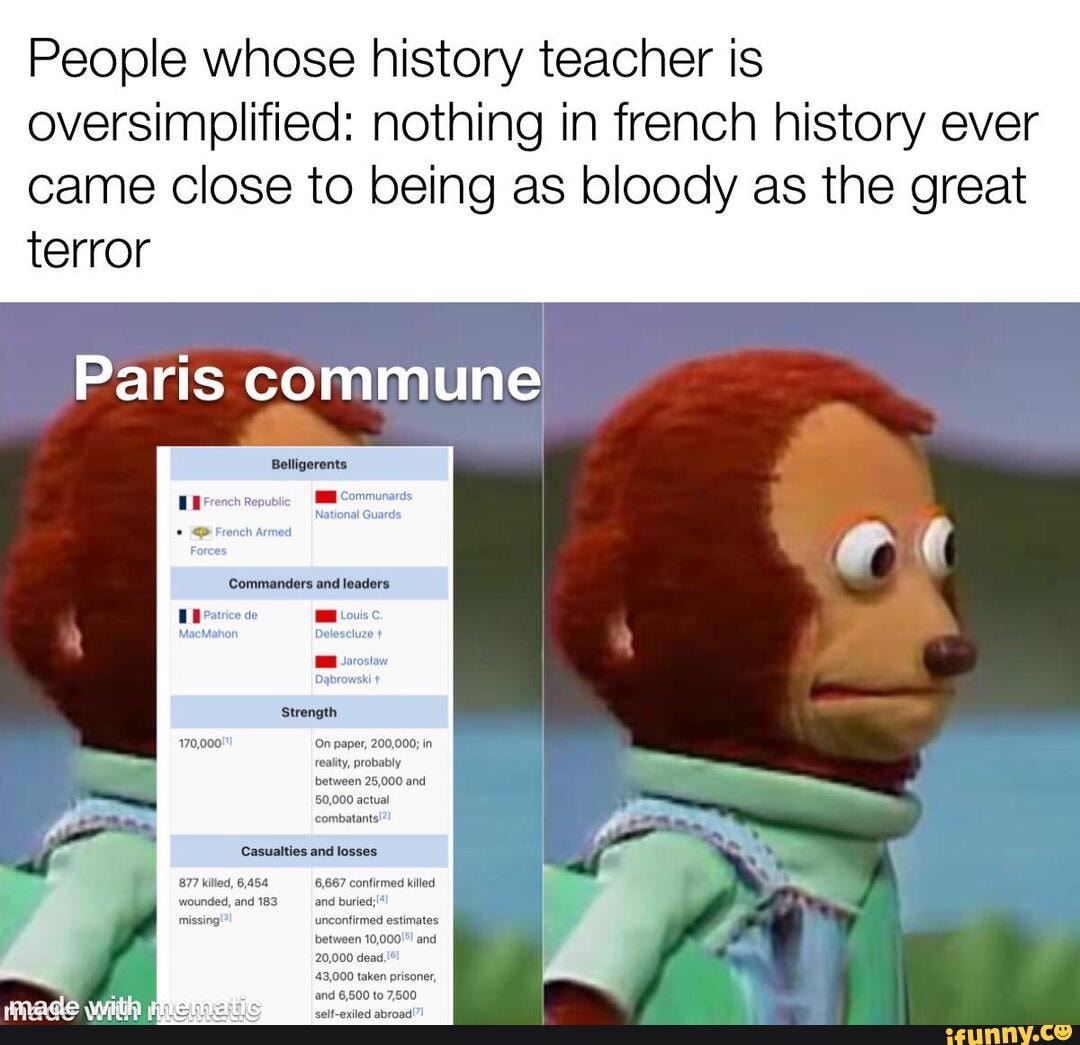 People whose history teacher is oversimplified: nothing in french ...
