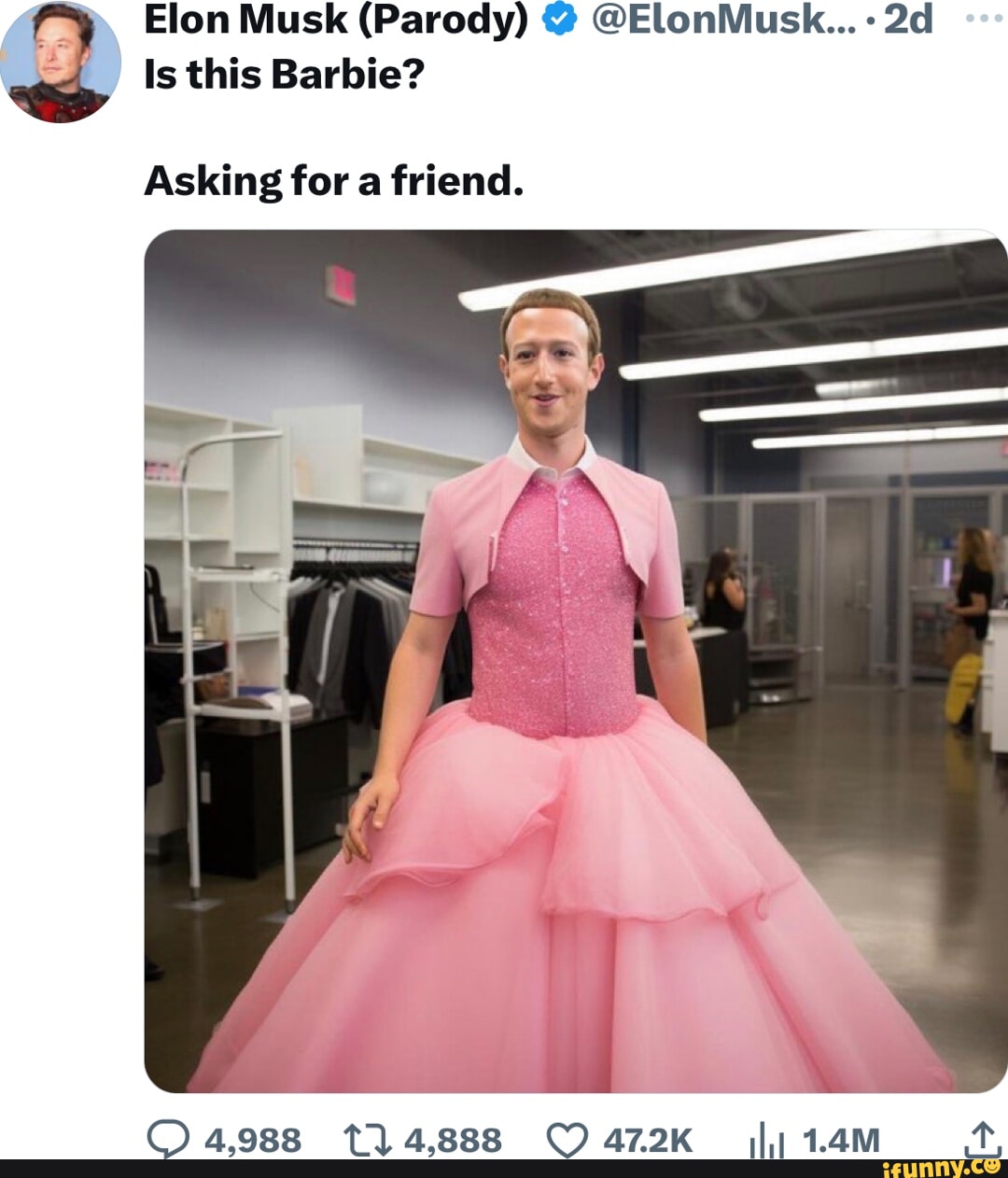 Elon Musk (Parody) @ @ElonMusk... - Is this Barbie? Asking for a friend ...