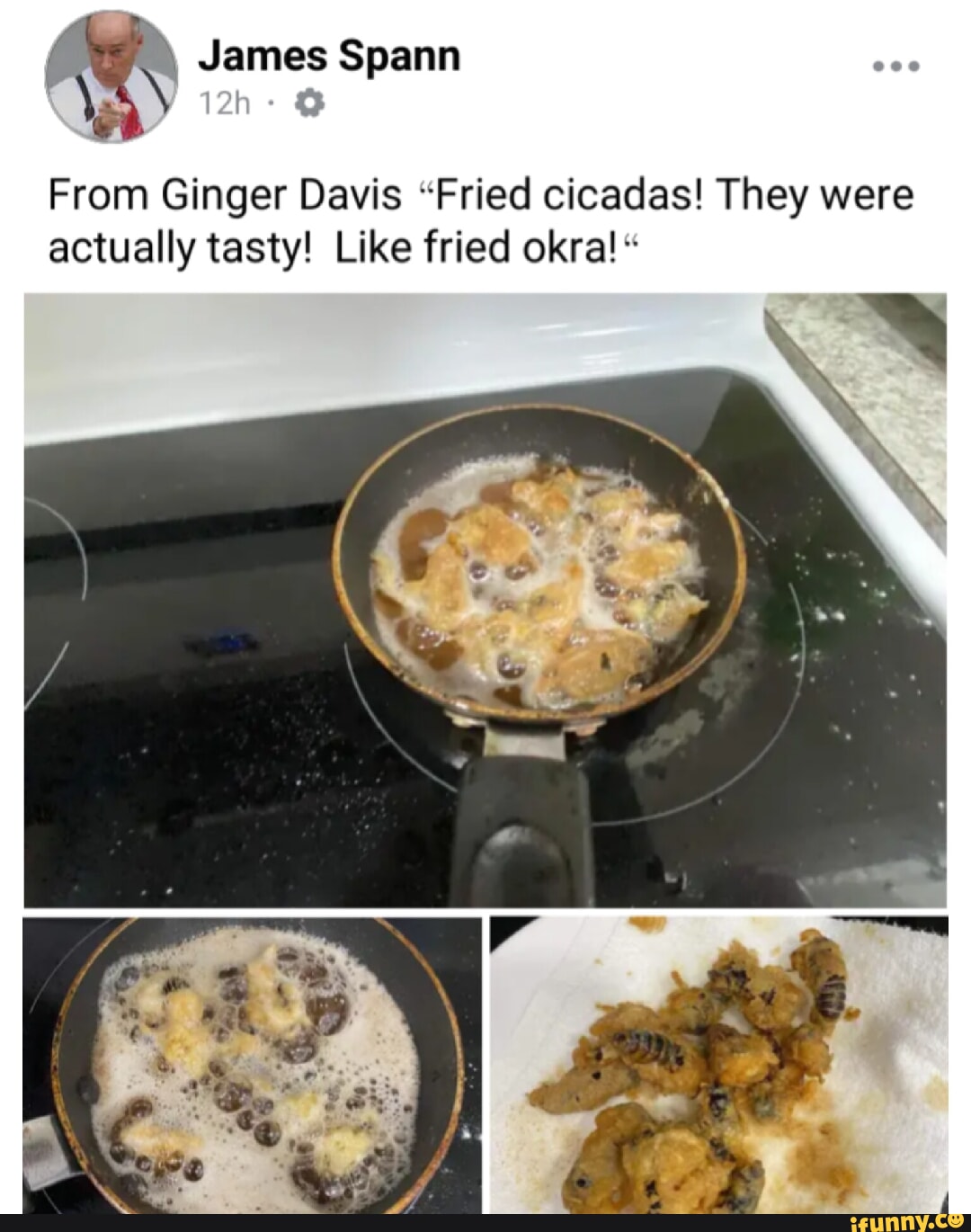 James Spann From Ginger Davis "Fried cicadas! They were actually tasty ...