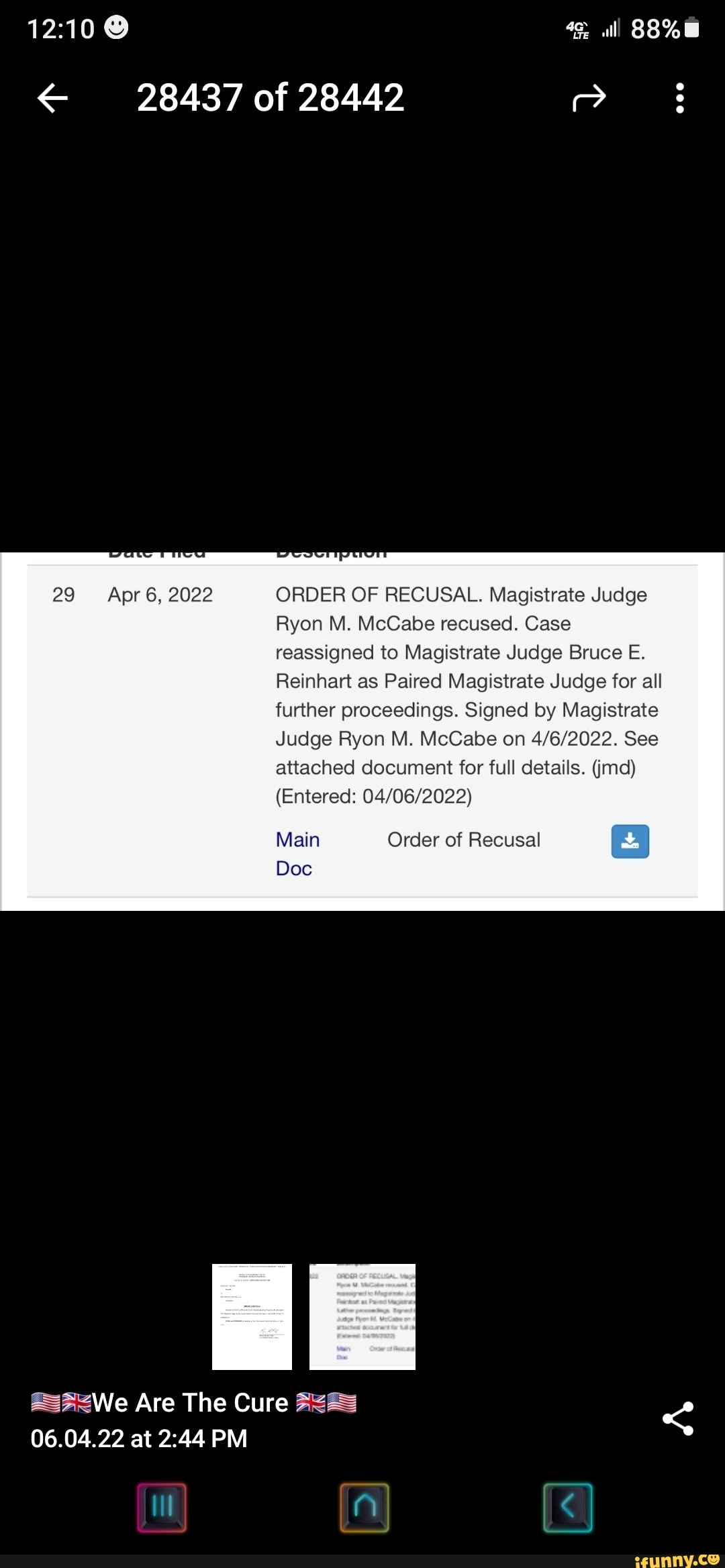 All 28437 of 28442 29 Apr 2022 ORDER OF RECUSAL. Magistrate Judge Ryon ...