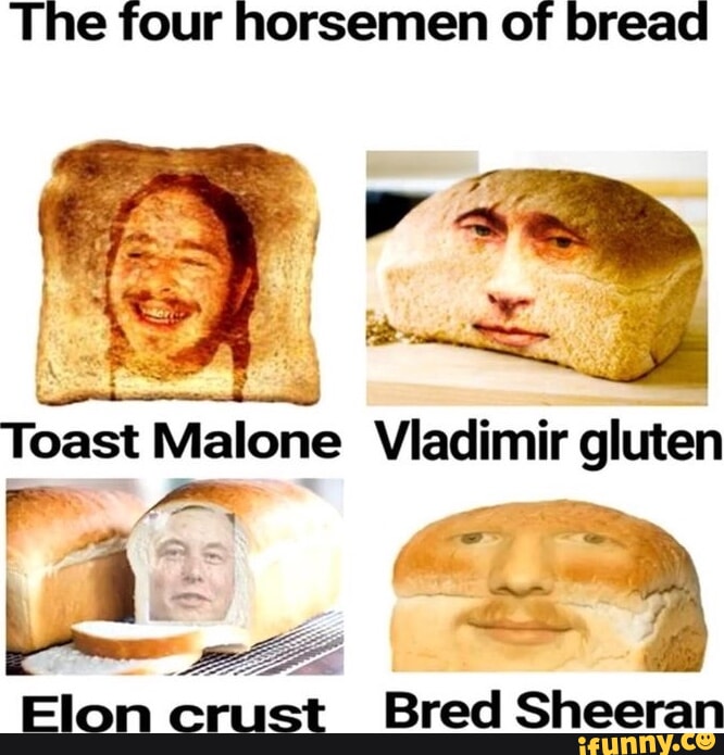 The four horsemen of bread Toast Malone Vladimir gluten Elon crust Bred ...