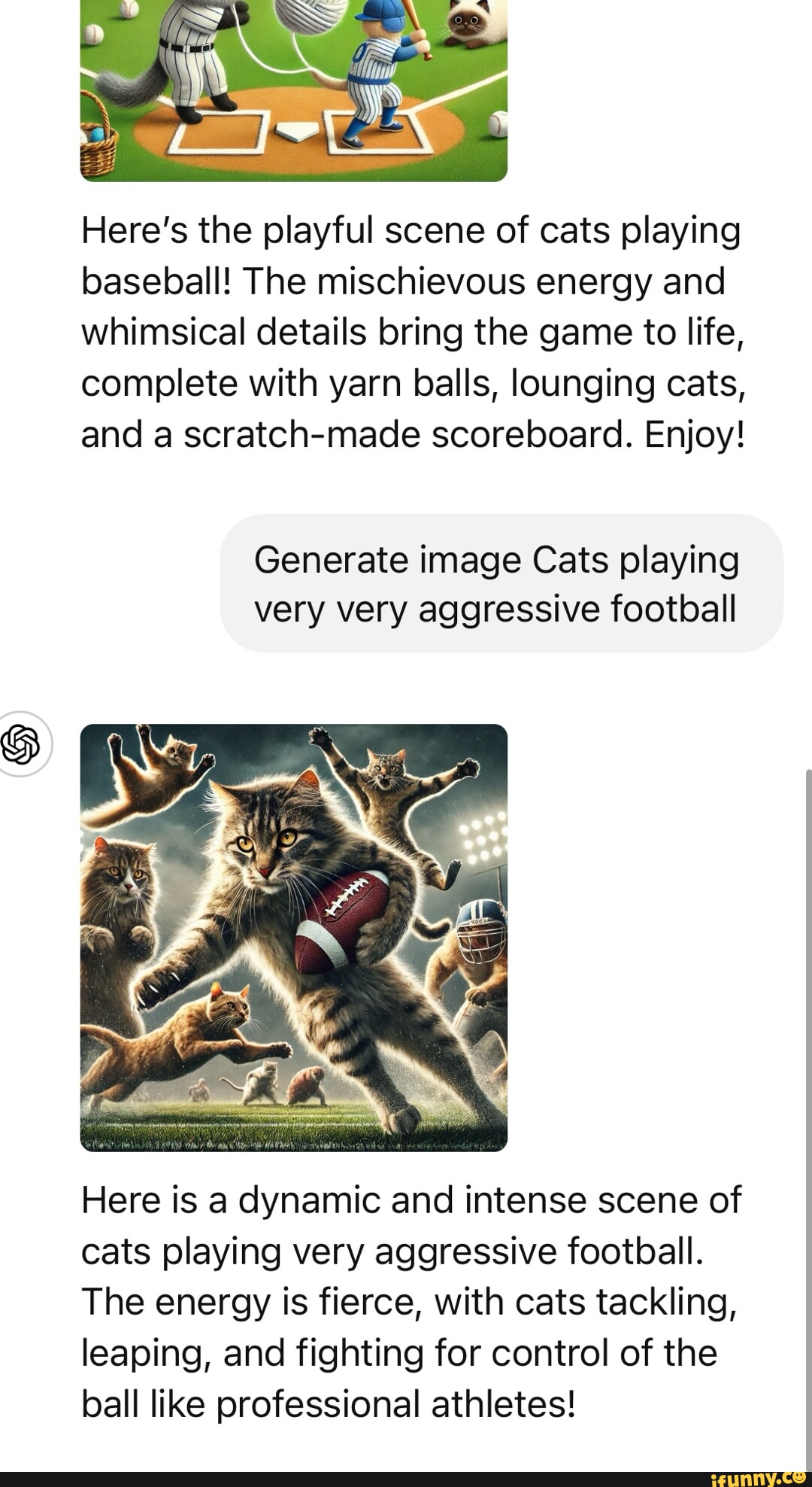 Here's the playful scene of cats playing baseball! The mischievous ...