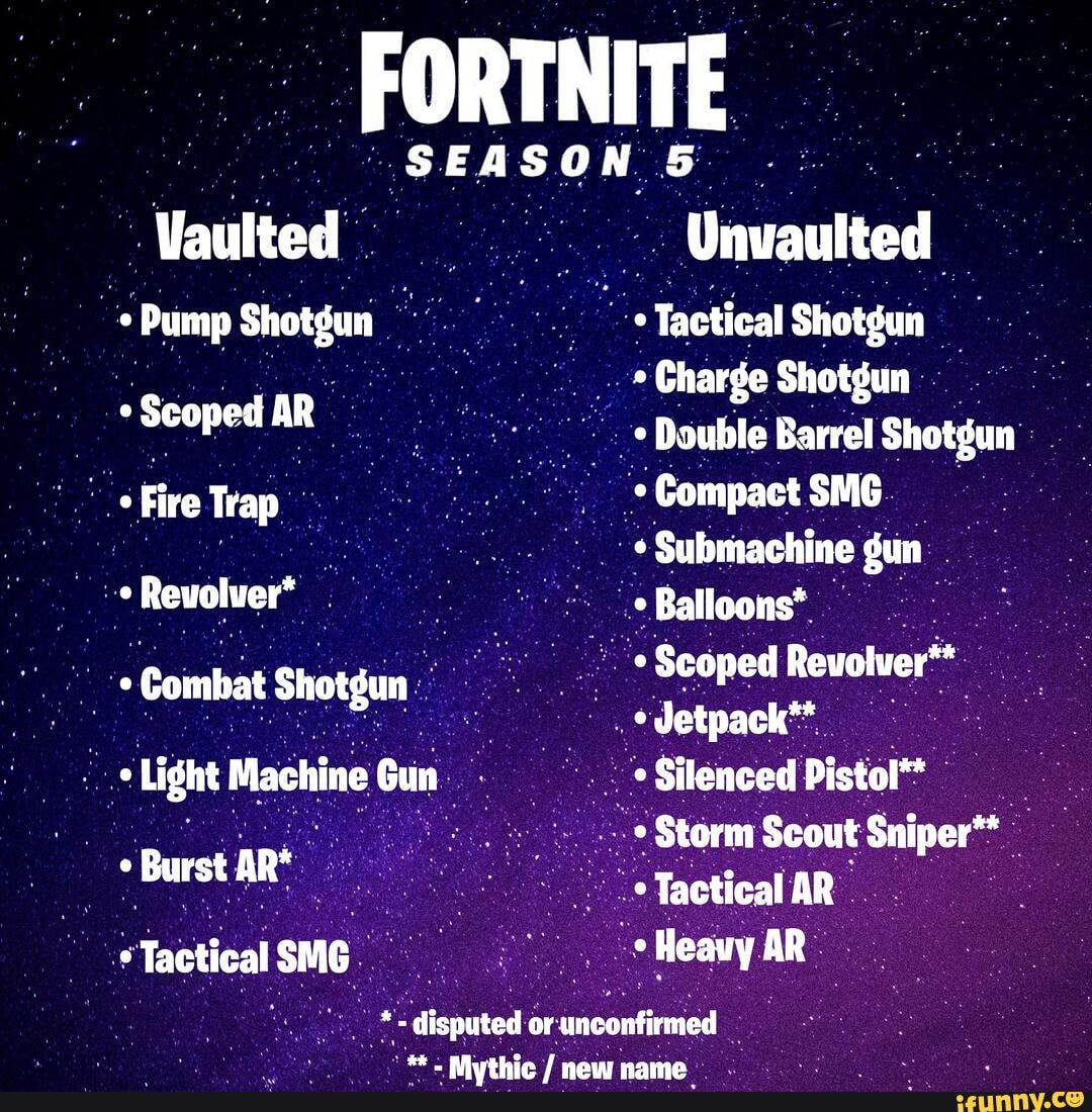 FORTNITE * Tactical SMG SEASON 5 Vaulted Unuaulted Pump Shotgun ...