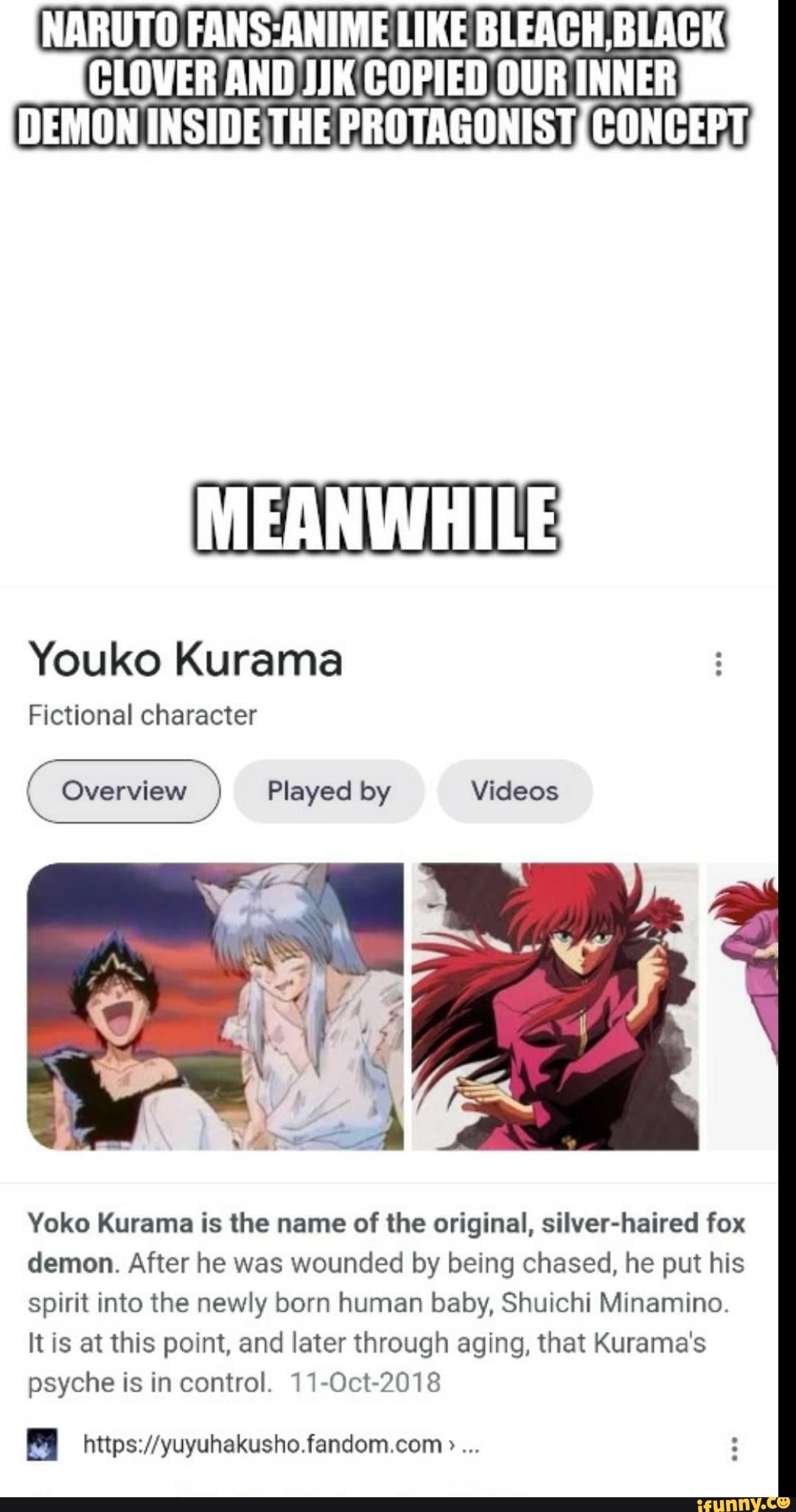 NARUTO LIKE BLEACH BLACK DEMON INSIDE THE PROTAGONIST; CONCEPT Youko ...