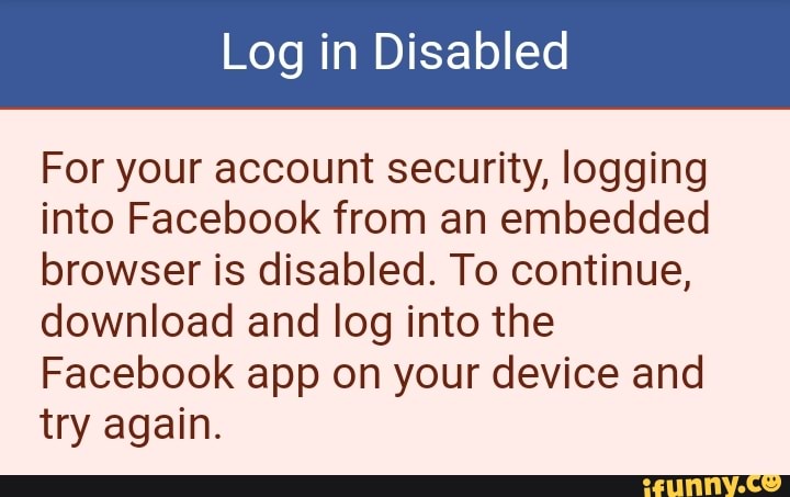 Log In Disabled For Your Account Security Logging Into Facebook From 